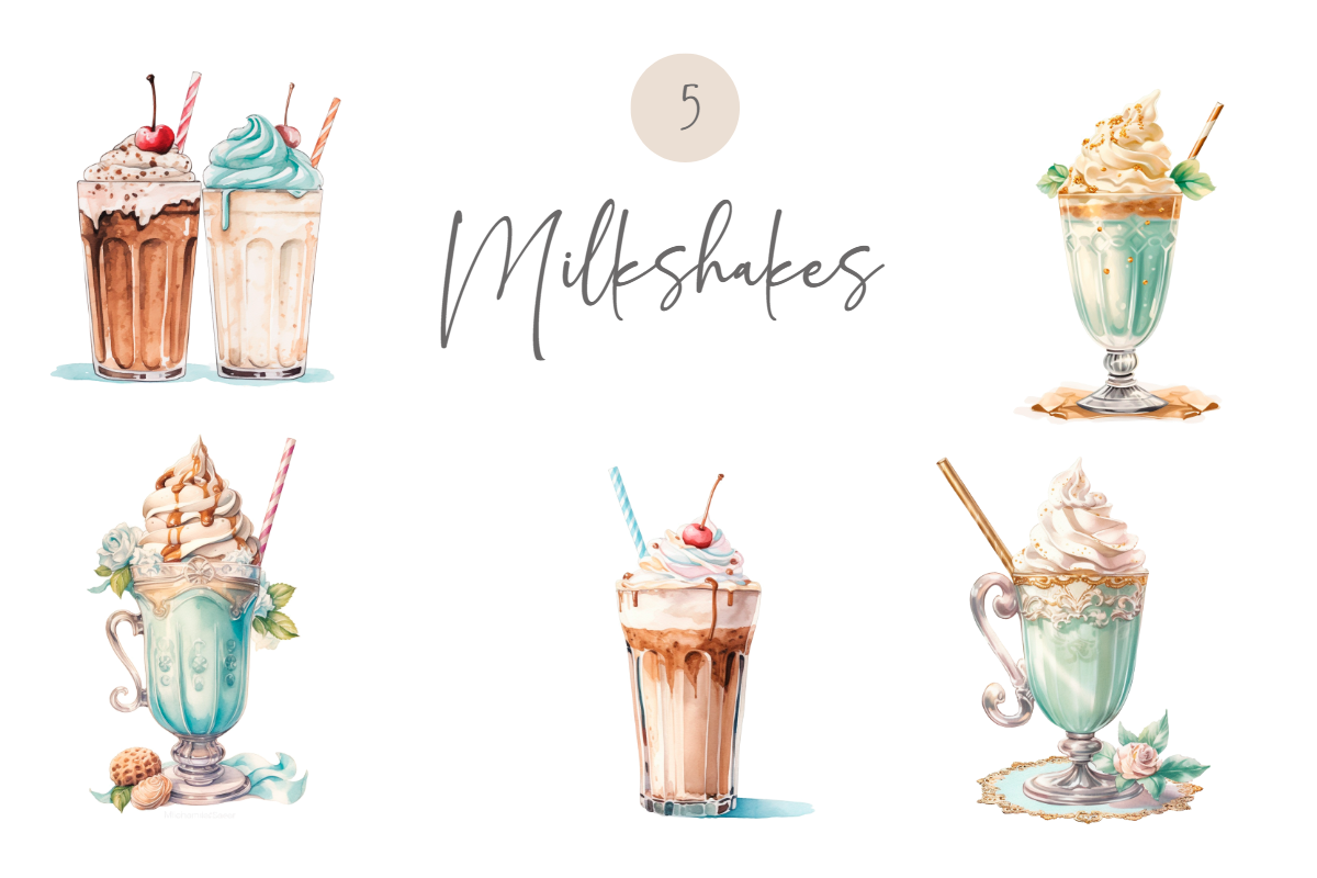 Ice Cream Parlor Watercolor Clip Art, a Food Illustration by The ...