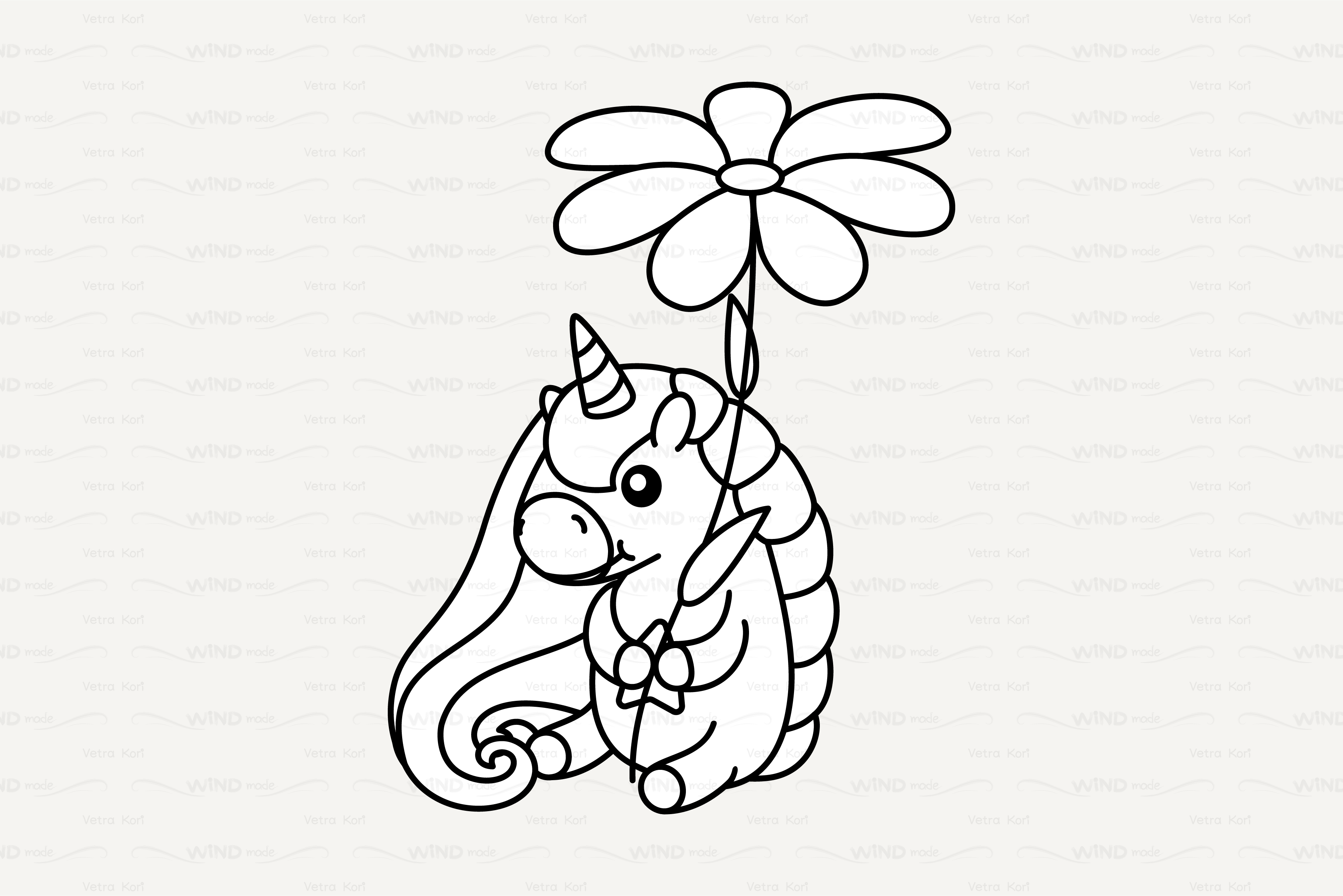 vector Cute outline unicorn, a Pattern Graphic by WINDmade