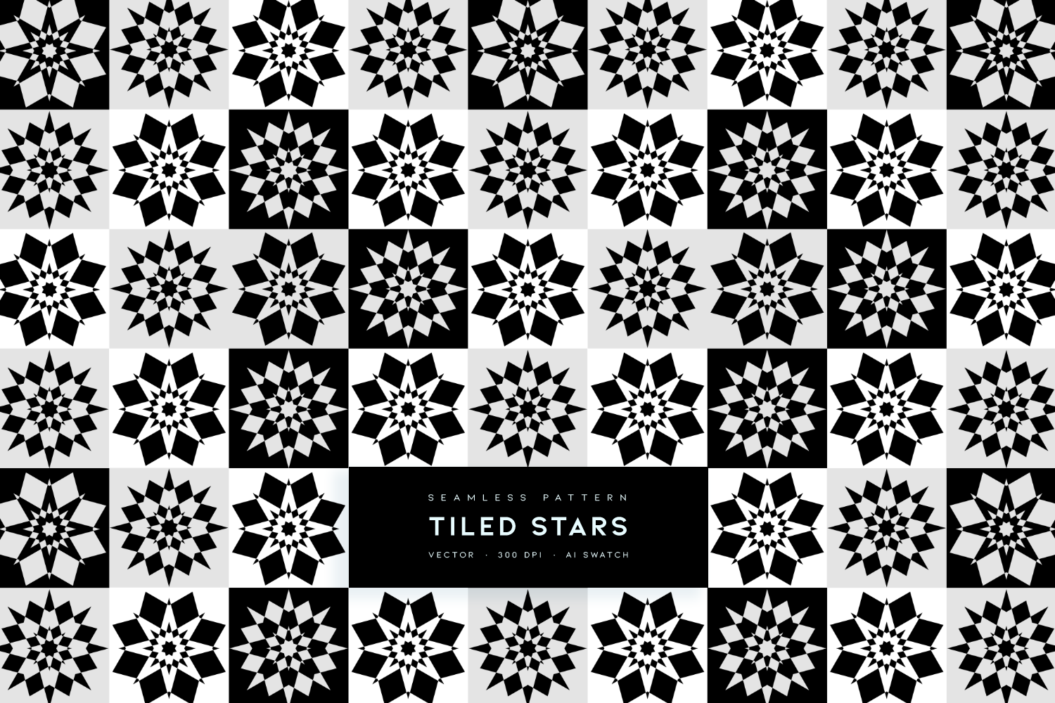 Tiled Stars Vector Seamless Pattern, a Pattern Graphic by MalyskaStudio