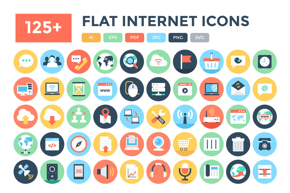 125+ Flat Internet Icons, an Outline Icon by Vectors Market