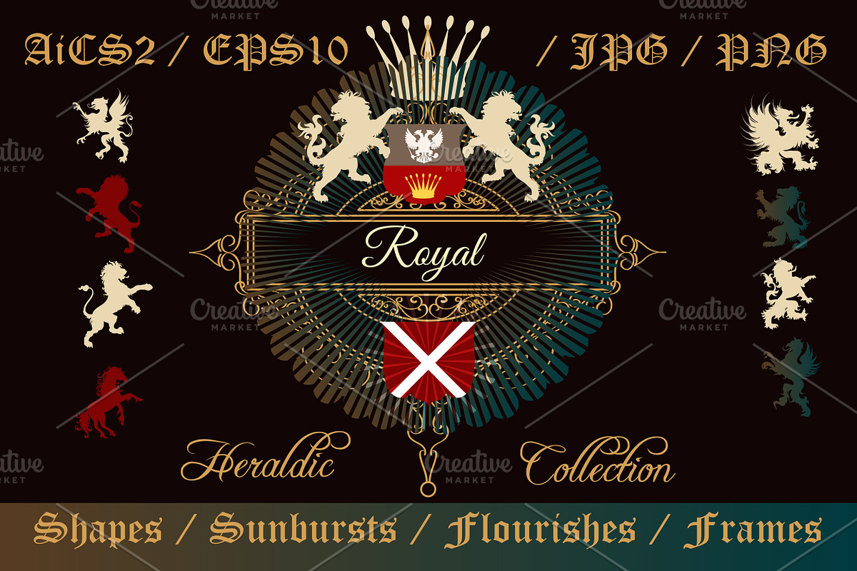 Vector heraldic shapes set, an Object Graphic by FleurArt