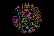 Neon Entertainment Icons, an Illustration by danjazzia