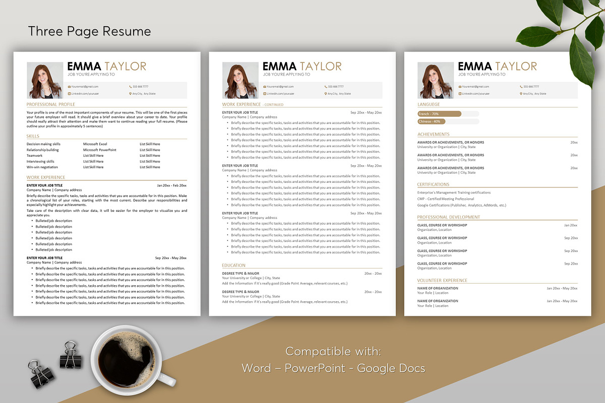 ATS Resume CV Word & Google Docs 20, a Resume Template by MrCam ...