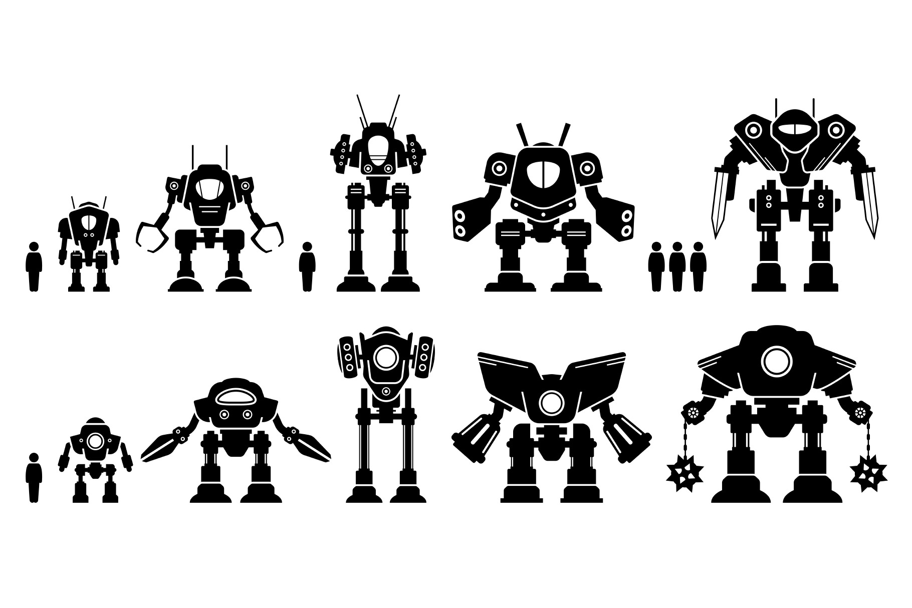 Giant Mecha Robot Battle Bot Set, an Icon by Leremy Stick Figures