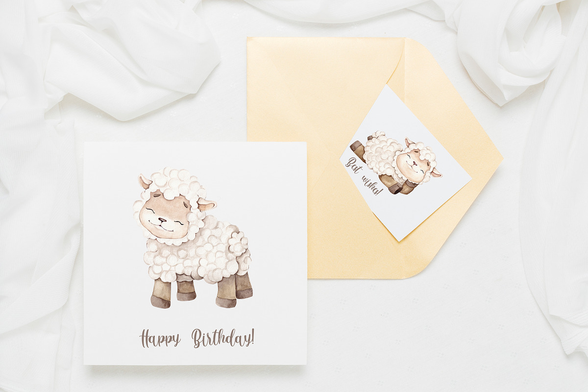 Watercolor Sheep Clipart, an Animal Illustration by MolinArtStudio