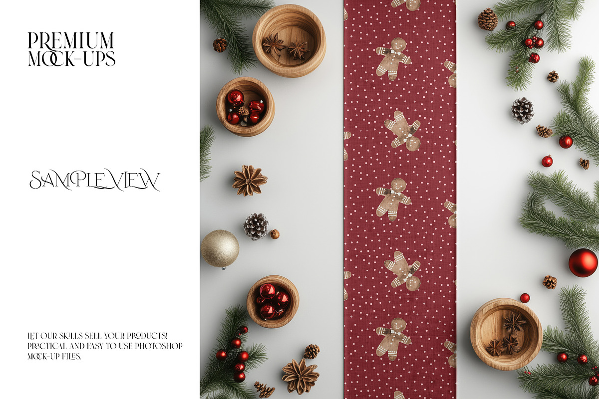 Christmas Table Runner Mockups, a Household Mockup by mock-ups
