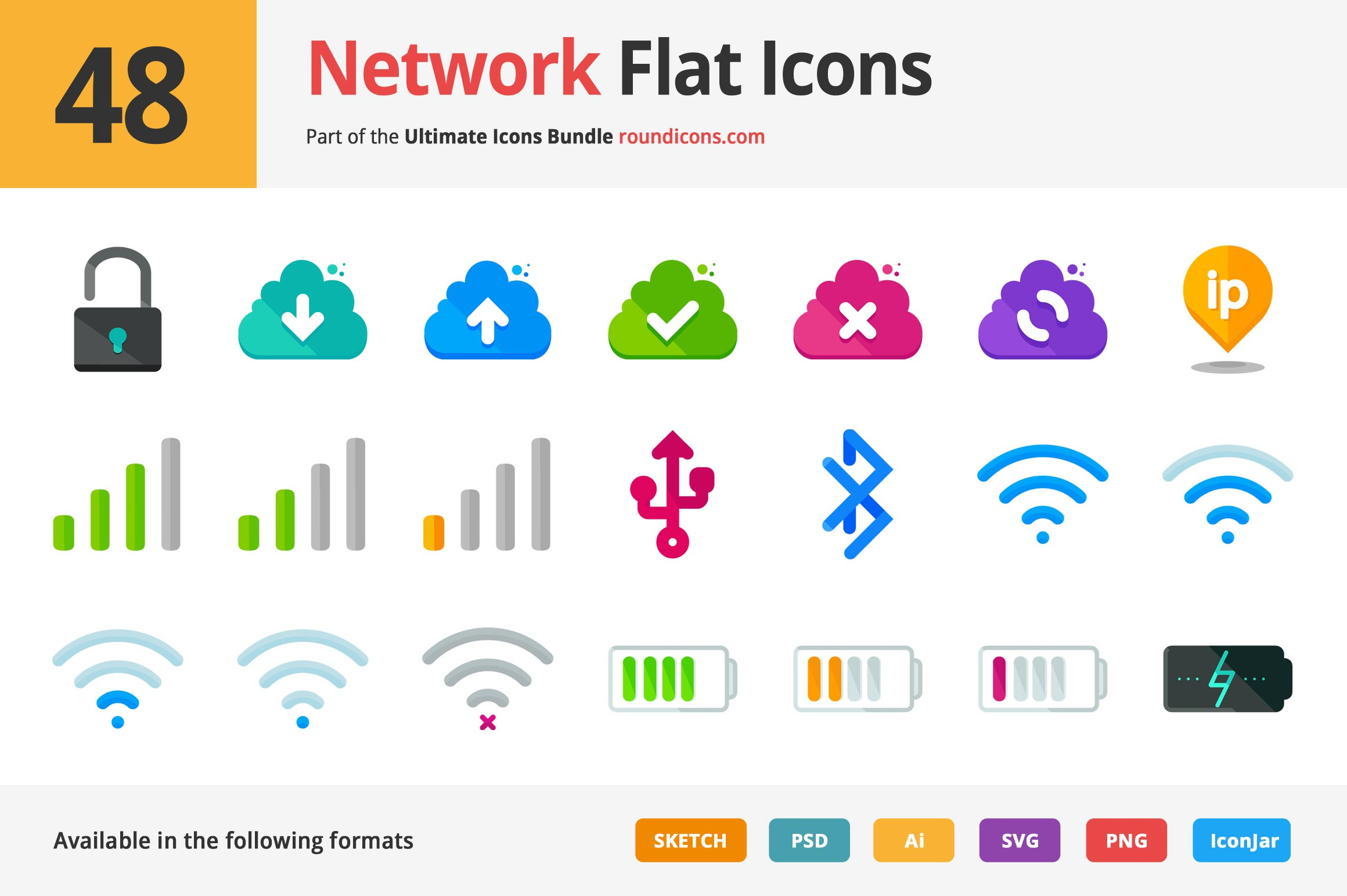 48 Network Flat Icons, an Icon by Vectopus.com