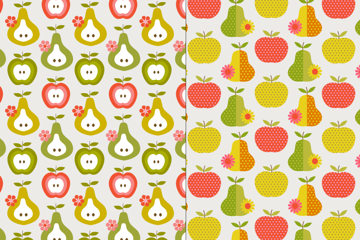 Retro Fruit Flower Patterns, a Pattern Graphic by Melissa Held Designs