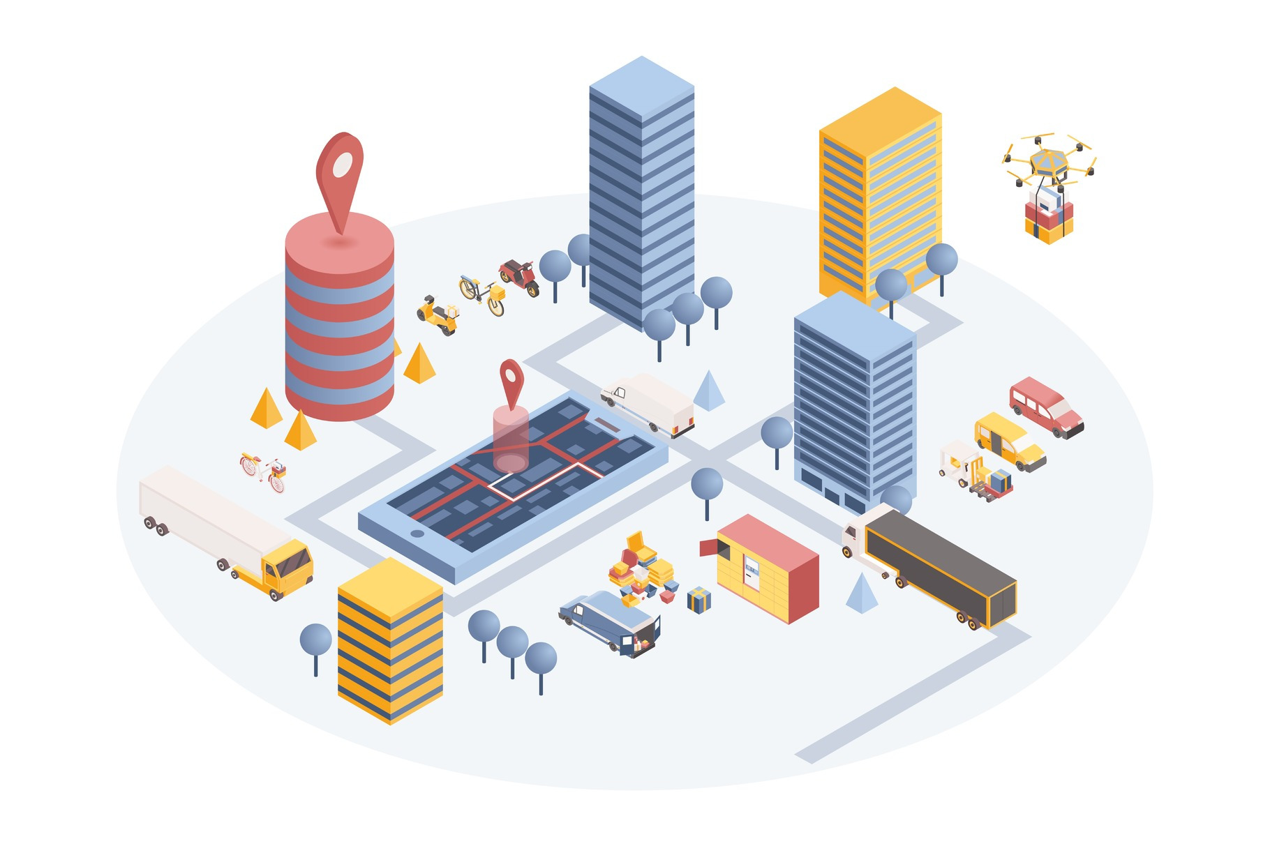 Urban goods delivery vector | Technology Illustrations ~ Creative Market