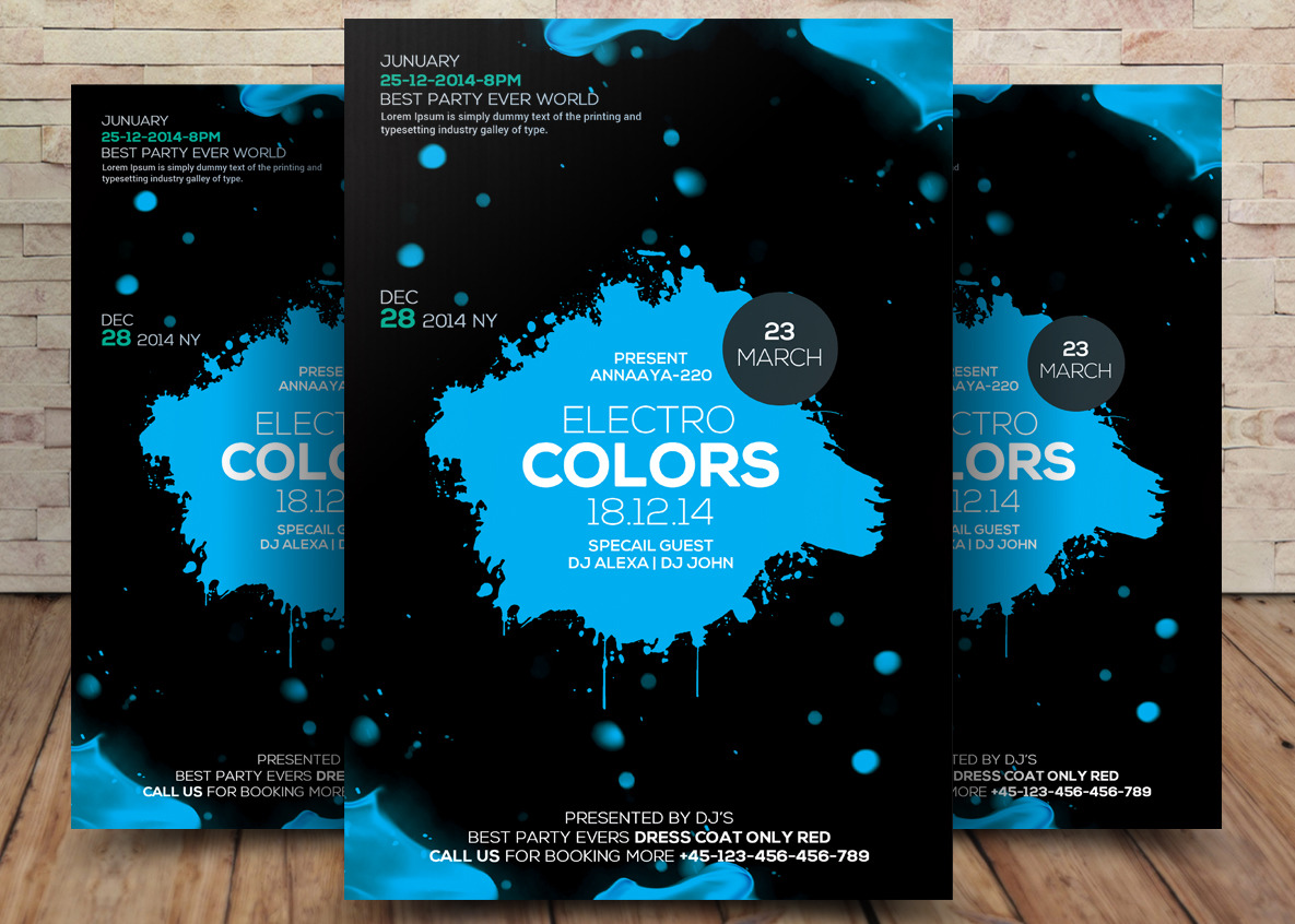 Electro Colors Flyer, a Flyer Template by graphicforest