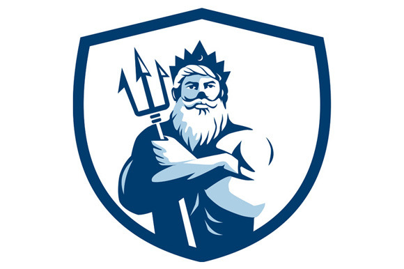 Triton Trident Arms Crossed Crest | Illustrations ~ Creative Market