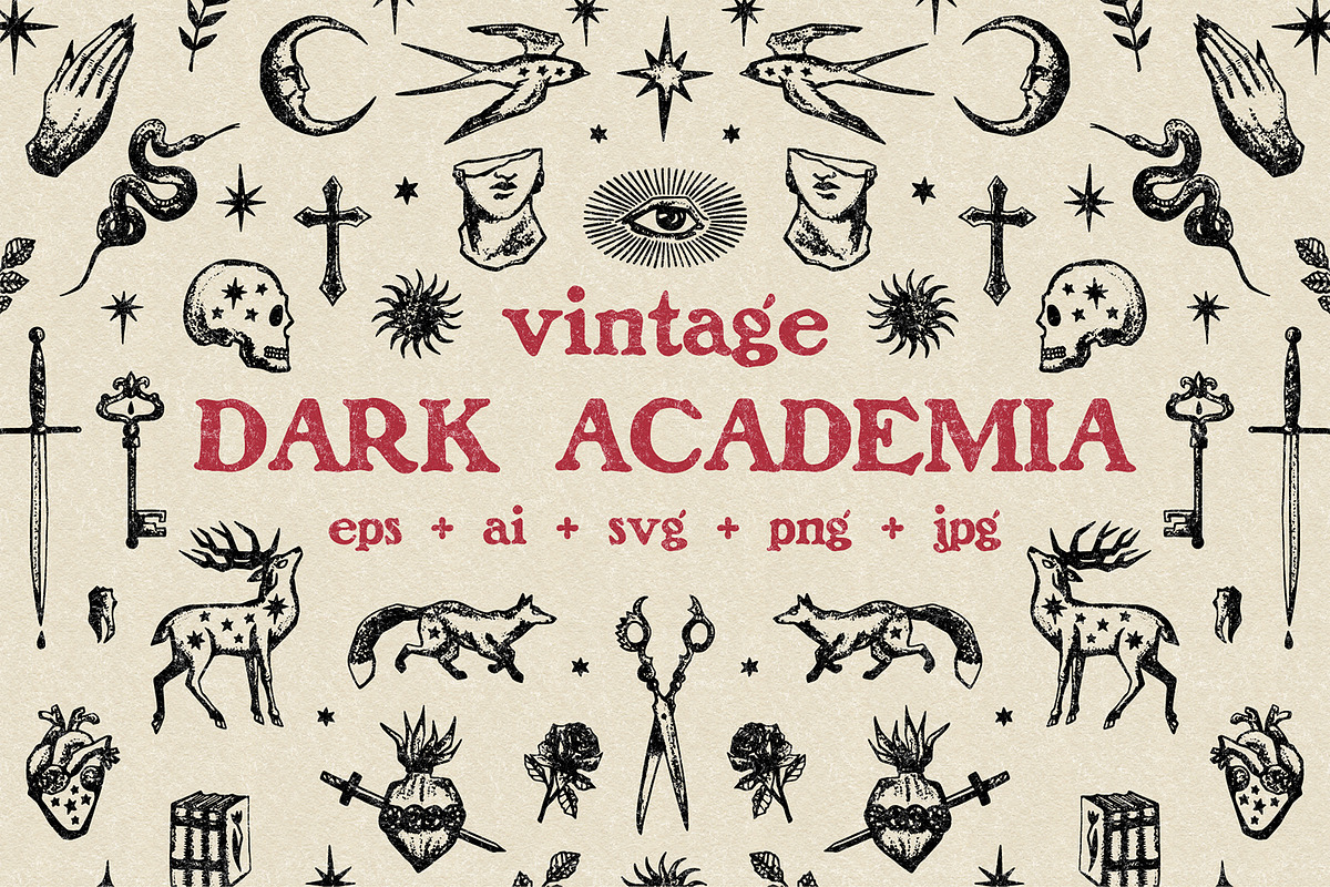 Vintage Dark Academia Bundle, an Object Graphic by Annie Konst
