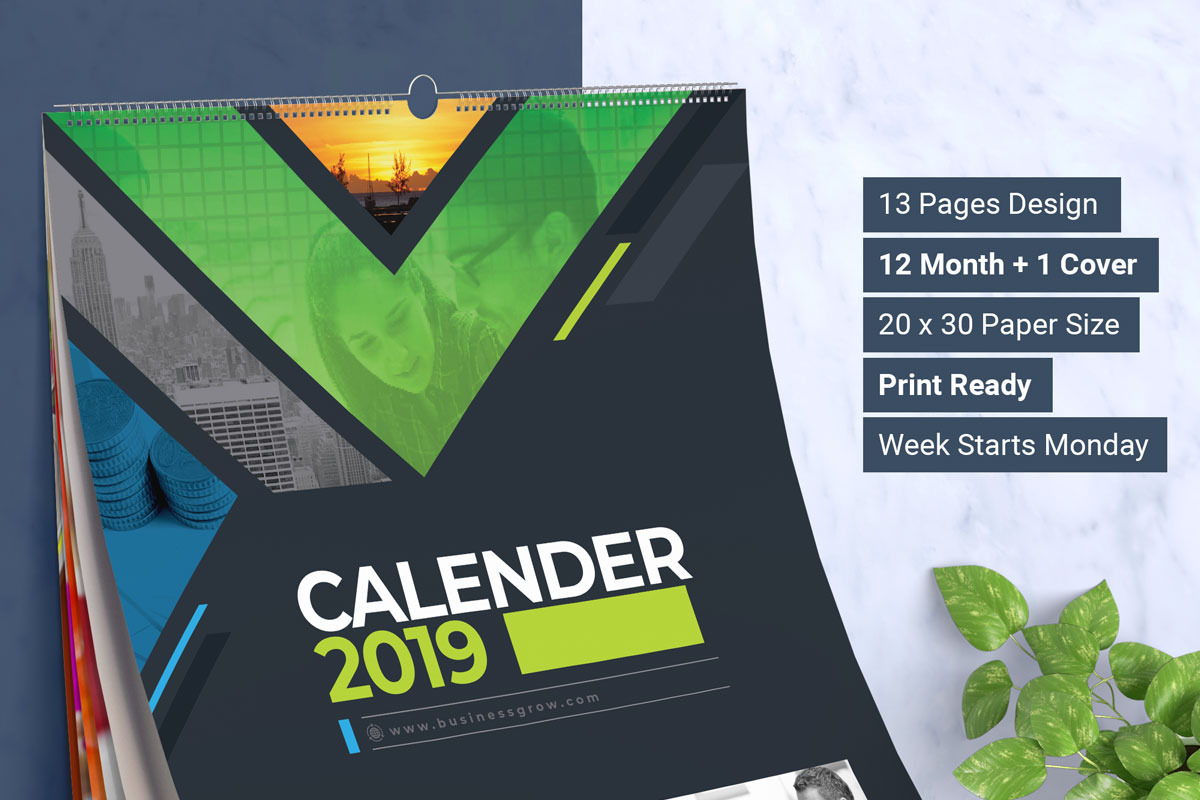 2019 Wall and Desk Calendar Design, a Stationery Template by ContestDesign