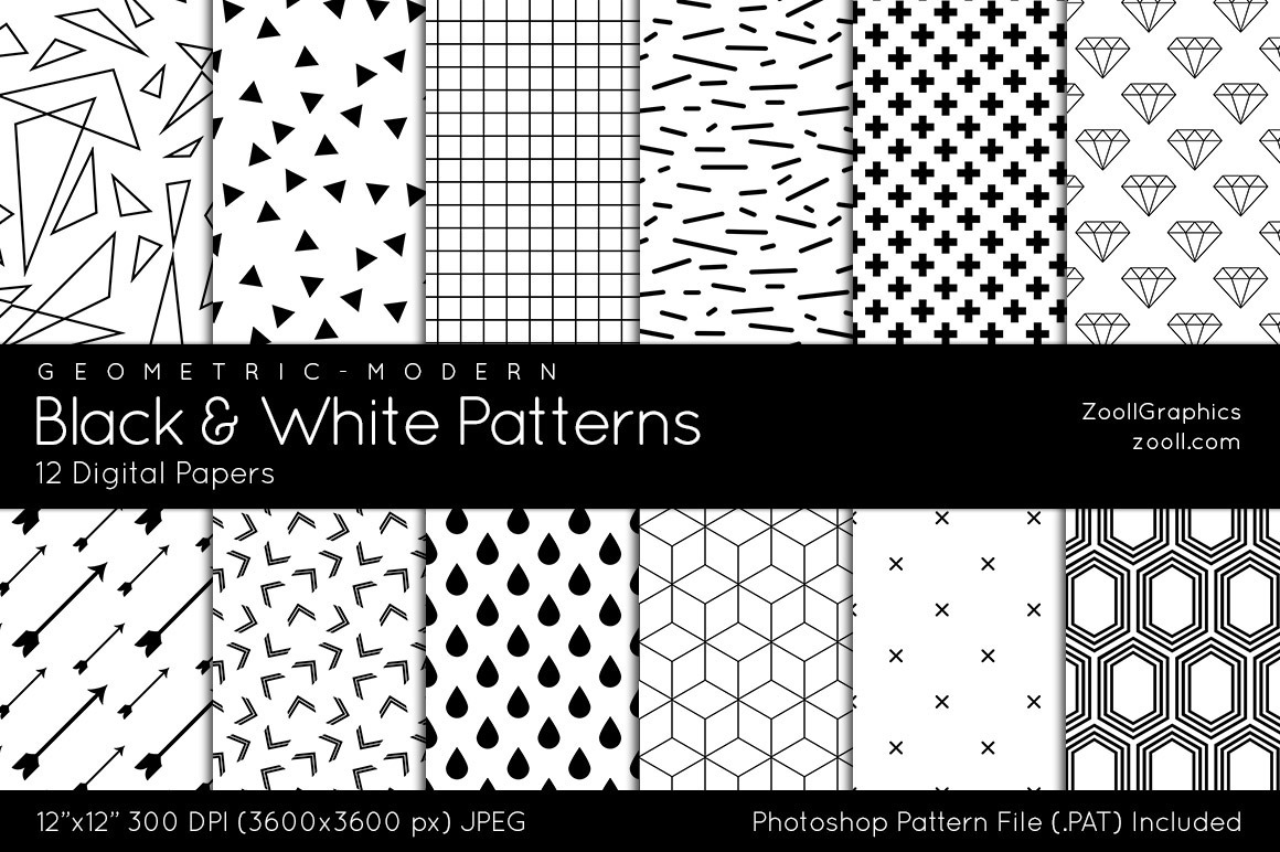 Black And White Digital Papers, a Pattern Graphic by ZoollGraphics