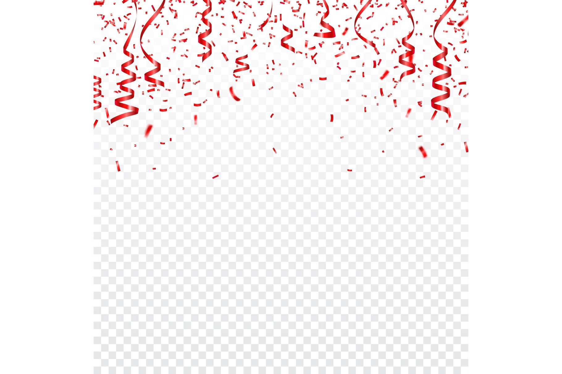 Christmas, Valentines day red confetti with ribbons on transparent ...