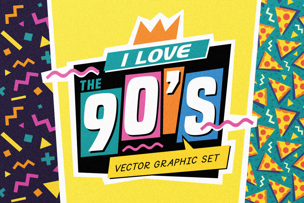 The 90's. Vector Graphic Set., a Graphic by Darumo Shop