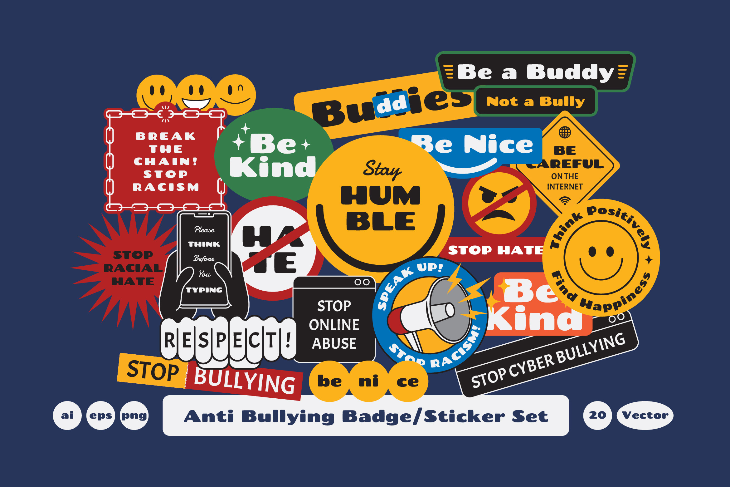 Anti Bullying Badge Sticker, an Object Graphic by Dordar.Lab | Creative ...