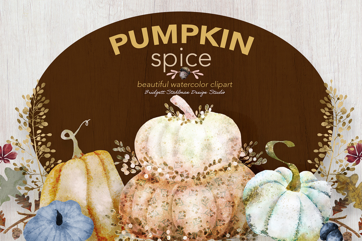 Pumpkin Spice Fall Watercolor Clipart | Creative Market