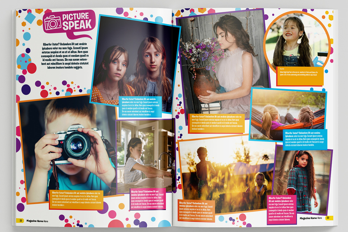 Kids Magazine Template, a Magazine Template by Red Cactus Creative