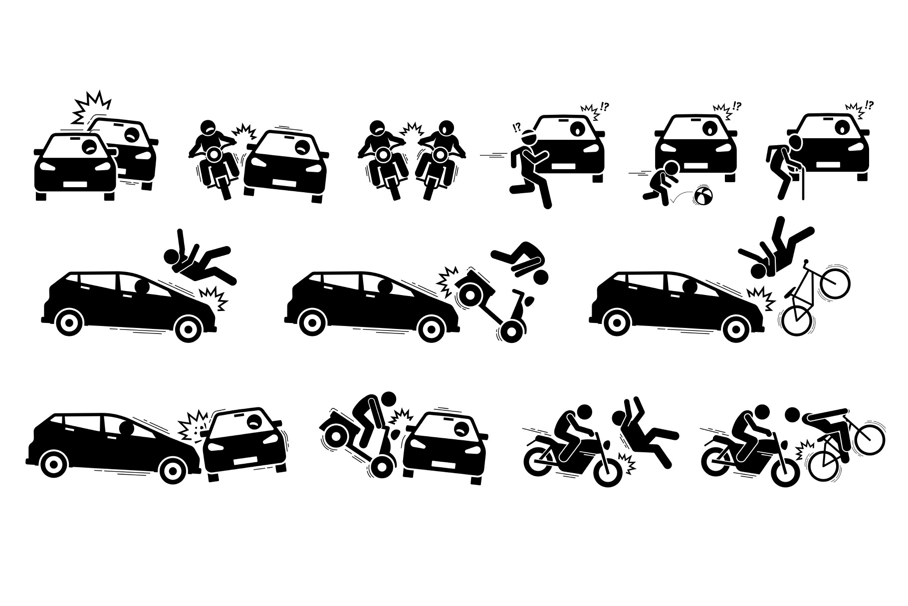 Road Accident and Car Crash, an Icon by Leremy Stick Figures