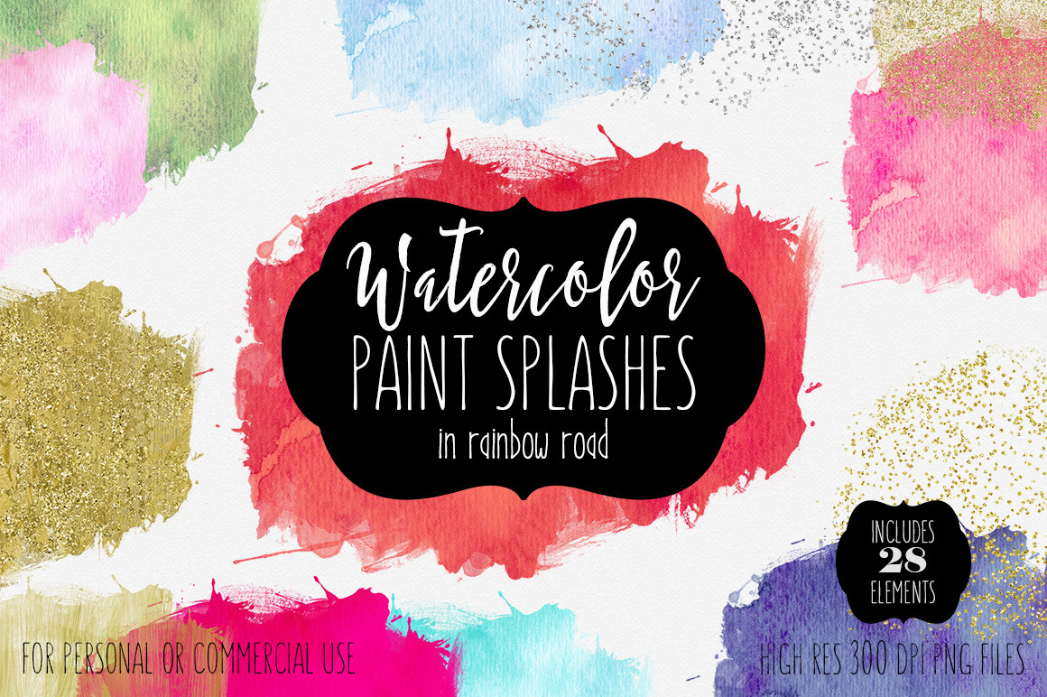 Rainbow Watercolor Brush Strokes, an Object Graphic by ClipartBrat Graphics