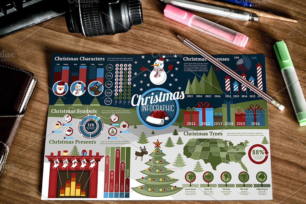 Set of Christmas Infographics, an Illustration by Tashal