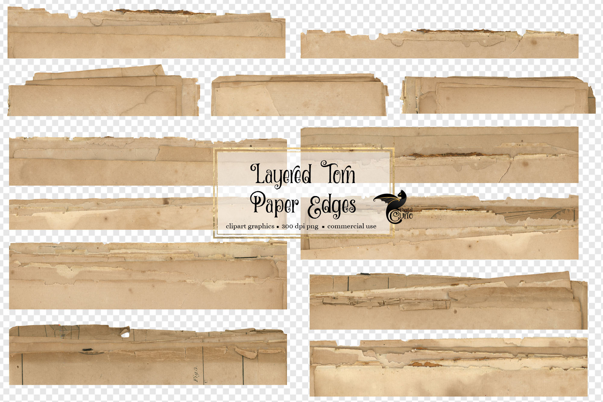 Layered Torn Paper Edges, a Texture Graphic by Digital Curio | Creative ...