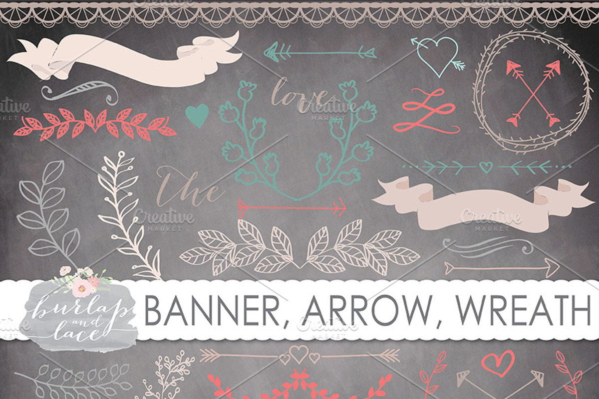 Vector laurel, arrow,wreath clipart, an Illustration by burlapandlace