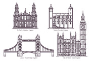 Set of UK architecture landmarks | Architecture Stock Photos ~ Creative ...