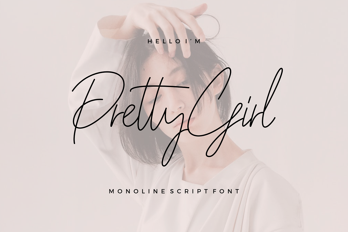 Pretty Girl Monoline Script Font, a Script Font by 24Design Studios