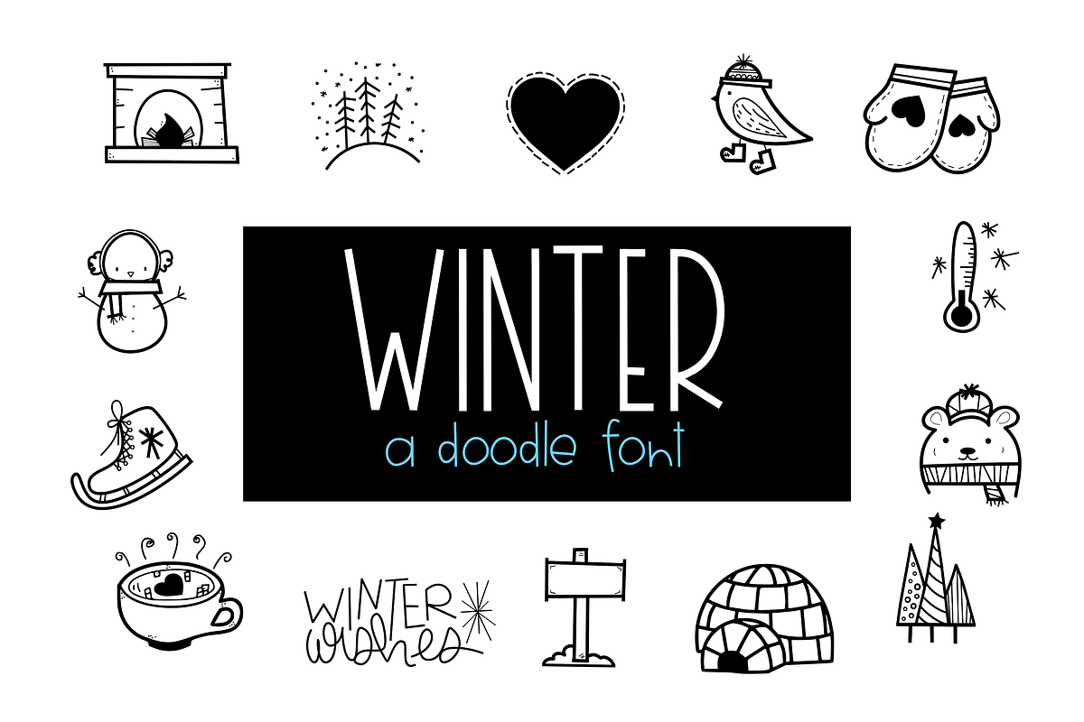 Winter Wishes - A Doodles Font, a Script Font by KA Designs