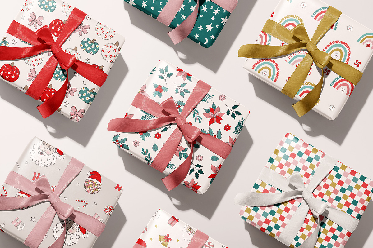 Retro Groovy Christmas, an Illustration by Cozy pattern shop