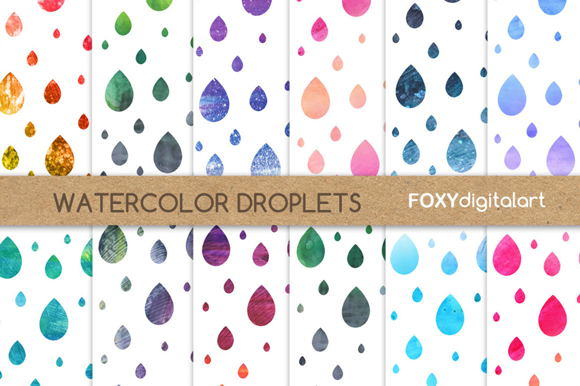 Watercolor Droplets Digital Paper, an Illustration by FOXYdigitalart