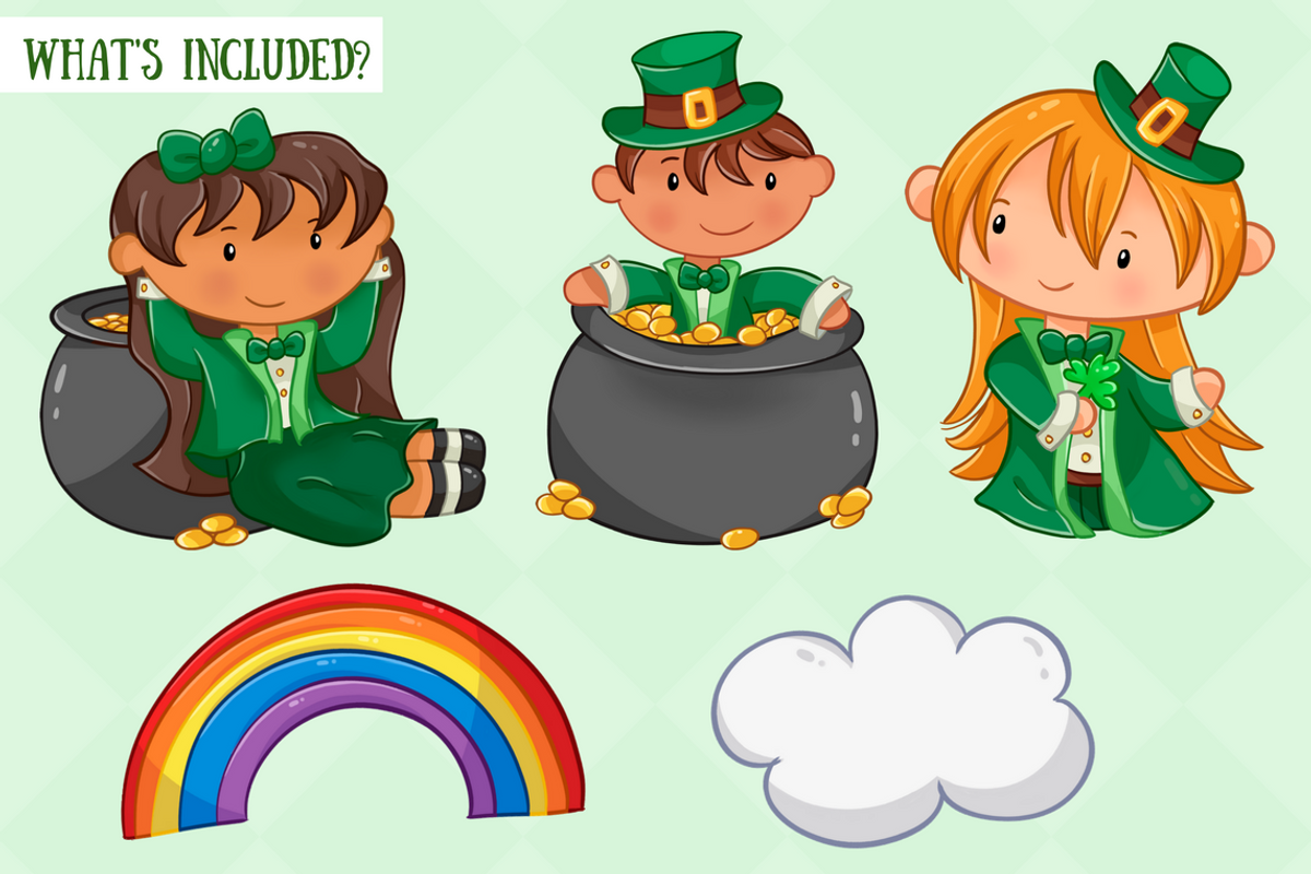 Cute St Patrick's Day Clip Art, an Illustration by Keepin' It Kawaii