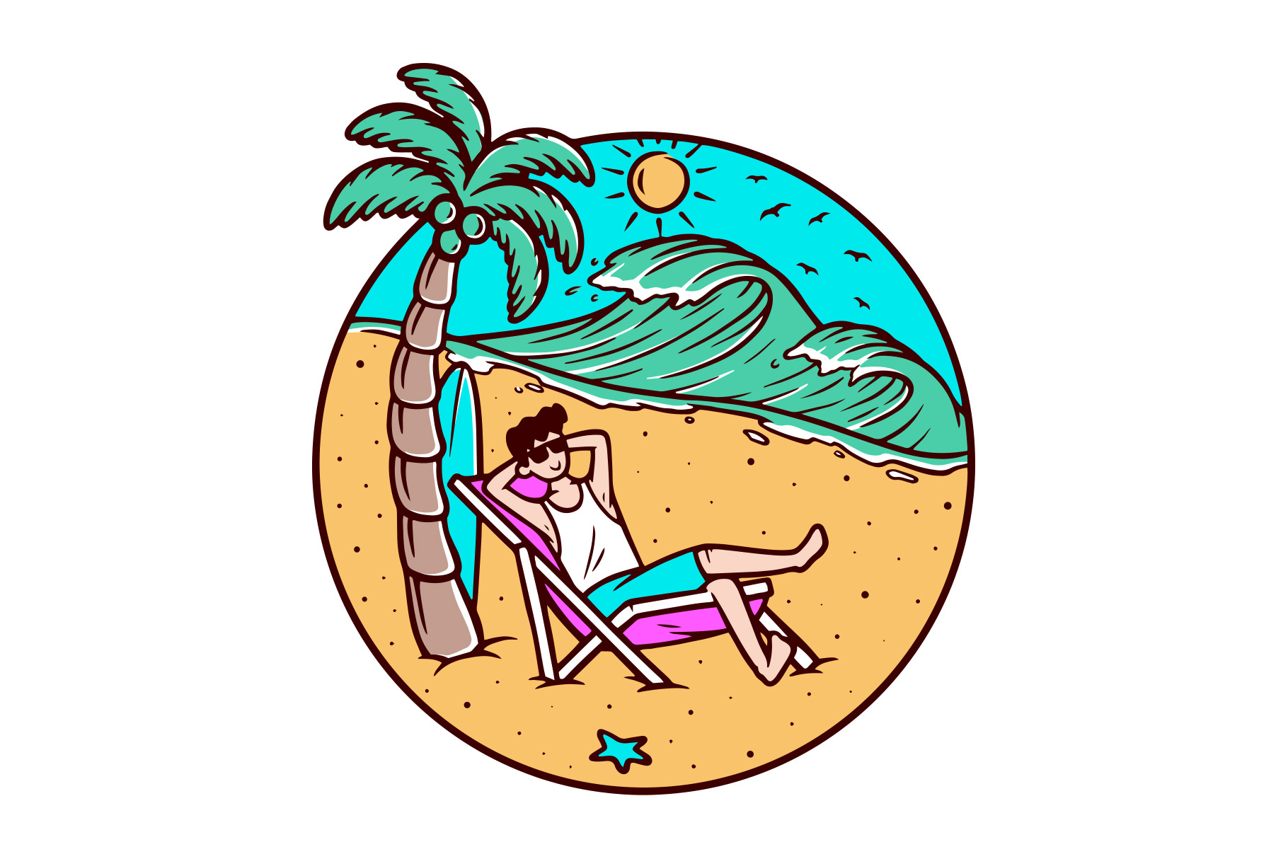 Relax on the beach illustration | People Illustrations ~ Creative Market