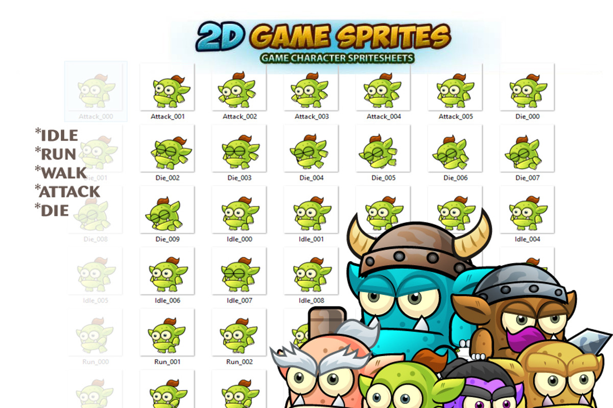 Mini Orc 2D Game Sprites, an Illustration by DionArtworks