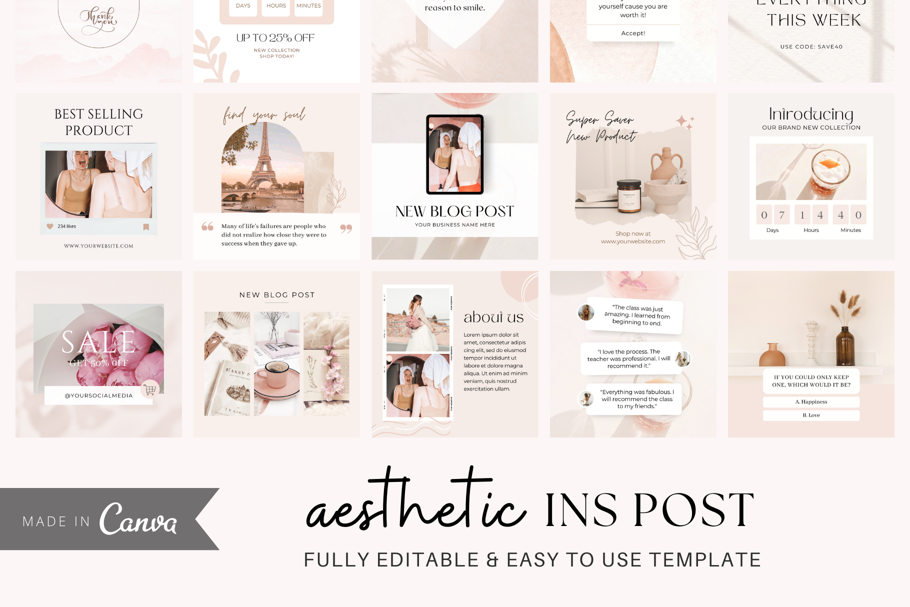 Pink Instagram Post Template, a Social Media Template by ShopRShop