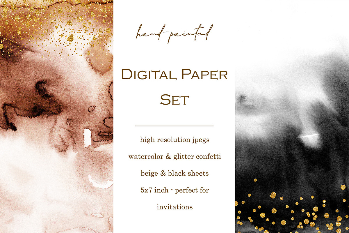 12 Watercolor & Gold confetti papers, a Texture Graphic by PixelJungle