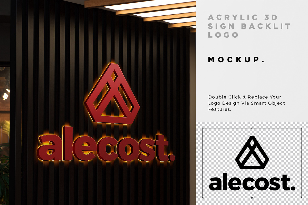 Acrylic 3d Backlit Sign Logo Mockup, a Product Mockup by GfxFoundry