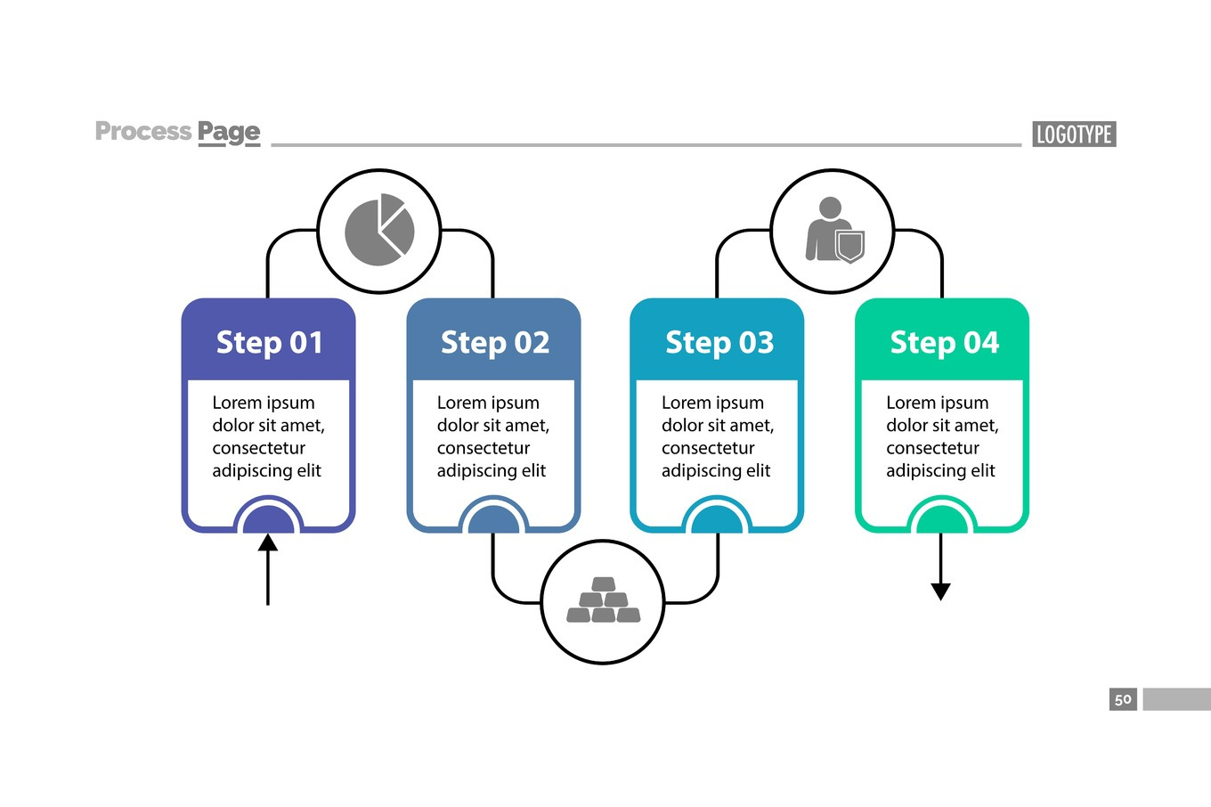 Four Steps of Workflow Slide Template | Textures ~ Creative Market