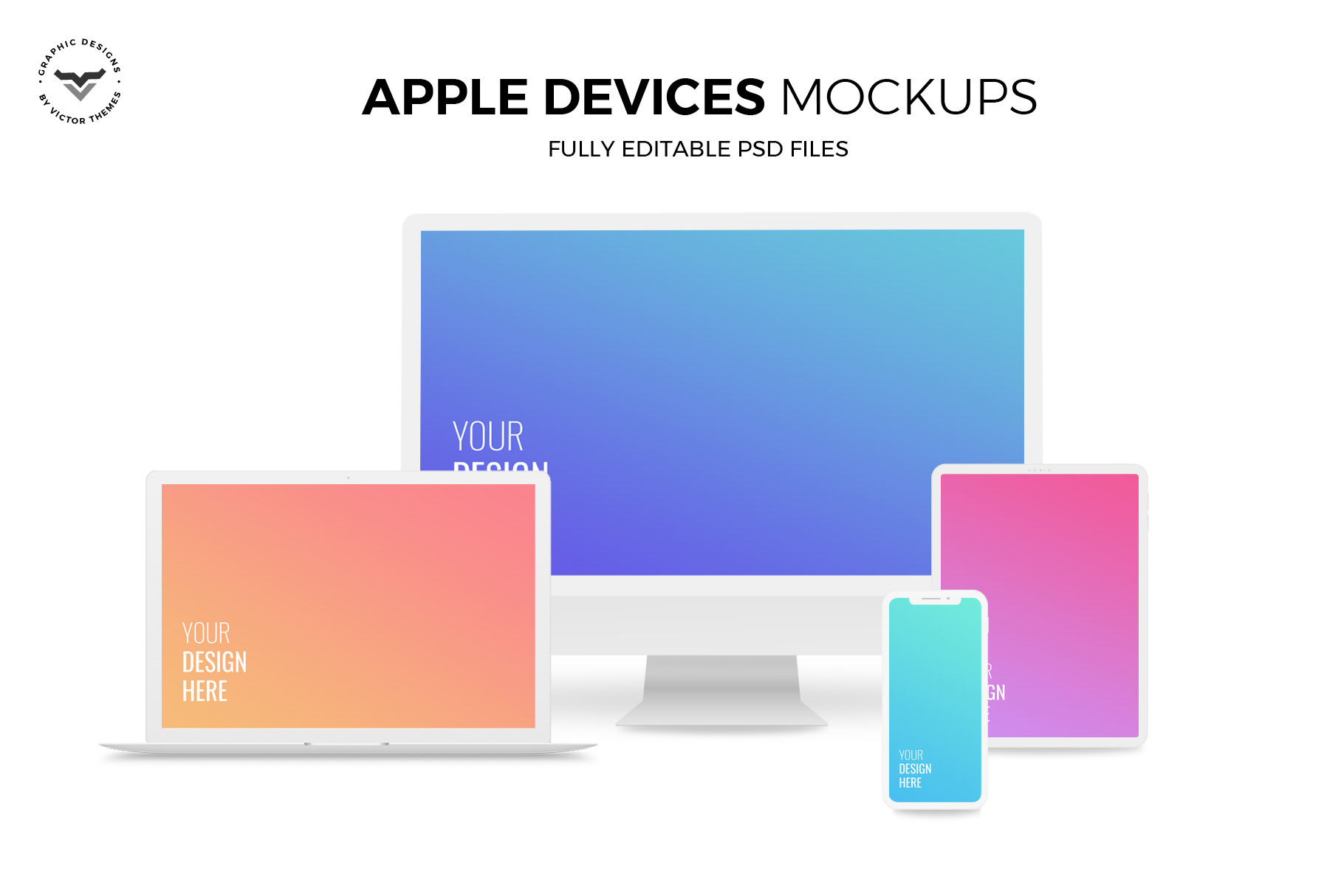 Desktop, Laptop, Mobile & Pad Mockup, an iPad Mockup by VictorThemes ...