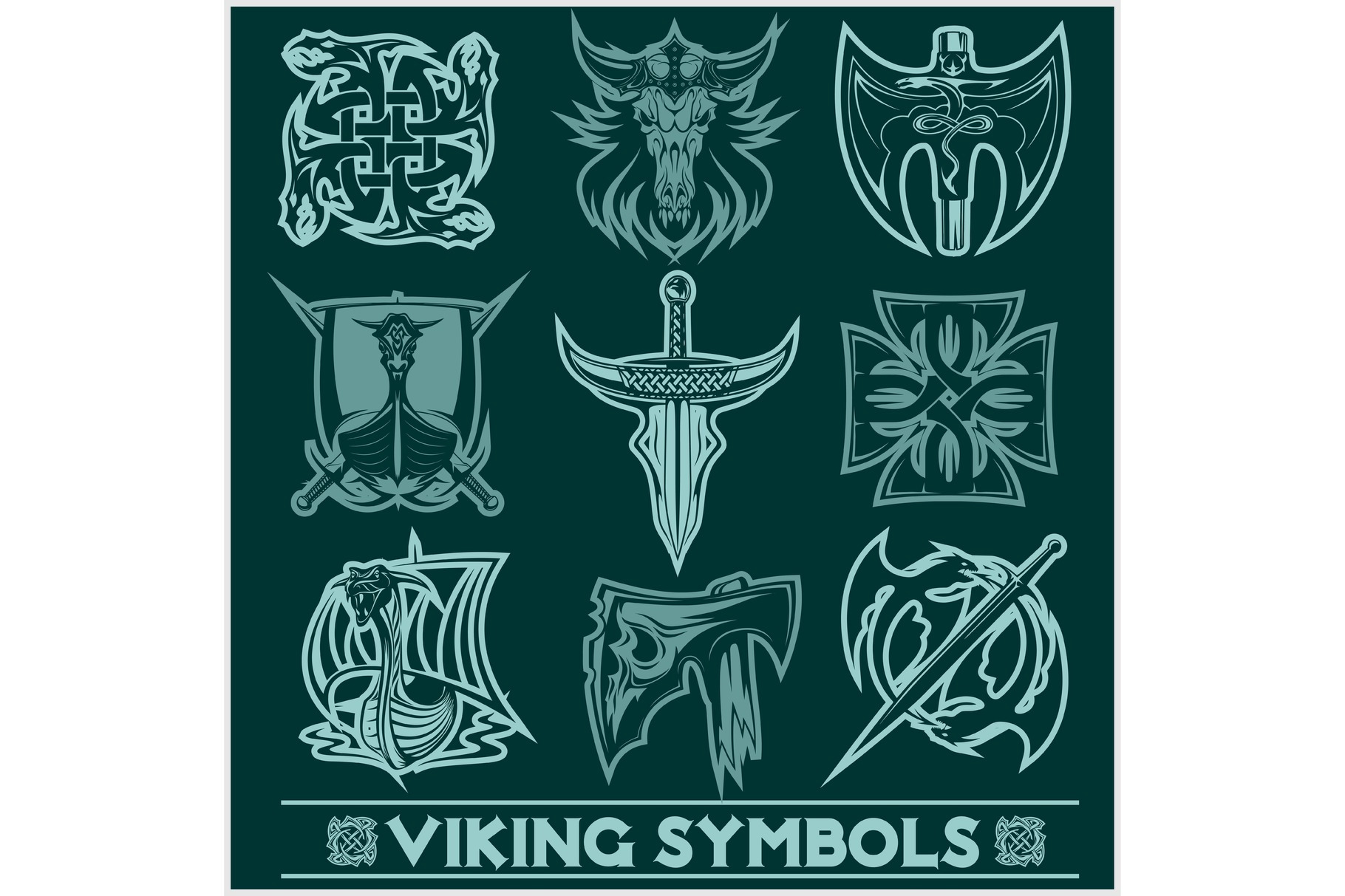 Set of Viking symbols icons vector., a Decorative Illustration by ...