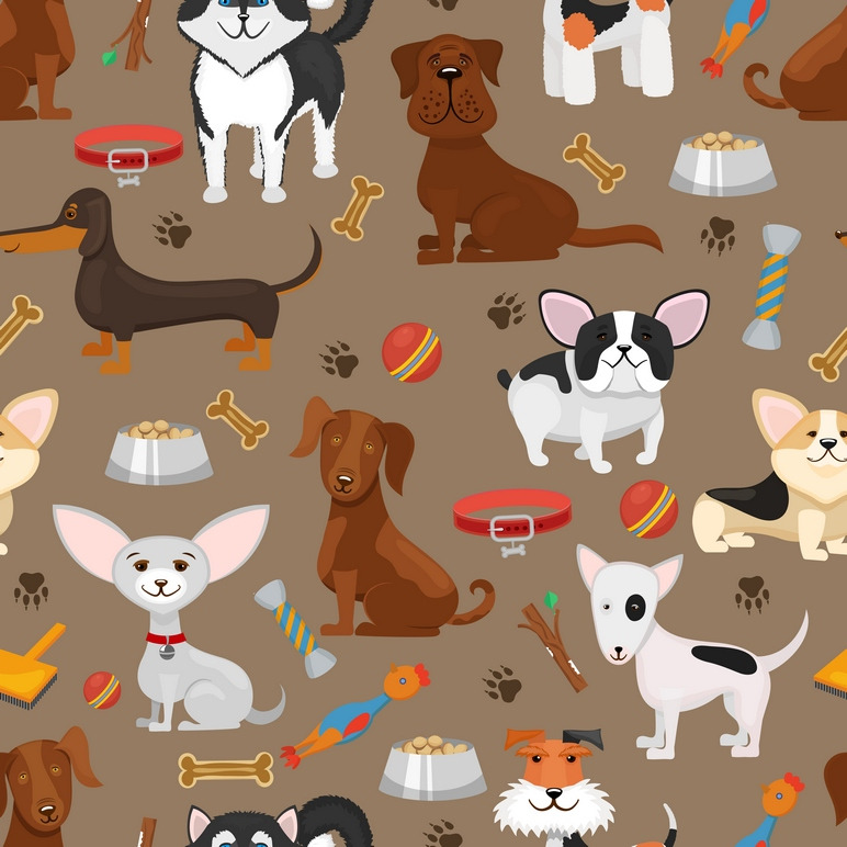 Cute funny dogs seamless pattern, a Pattern Graphic by Microvector ...
