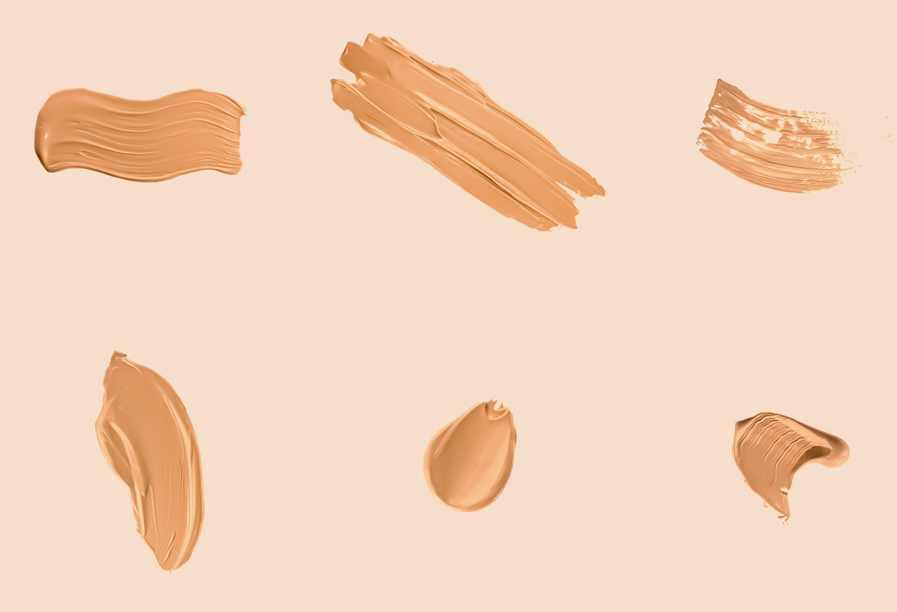 Liquid foundation smudges, smears and strokes as makeup textures, a ...