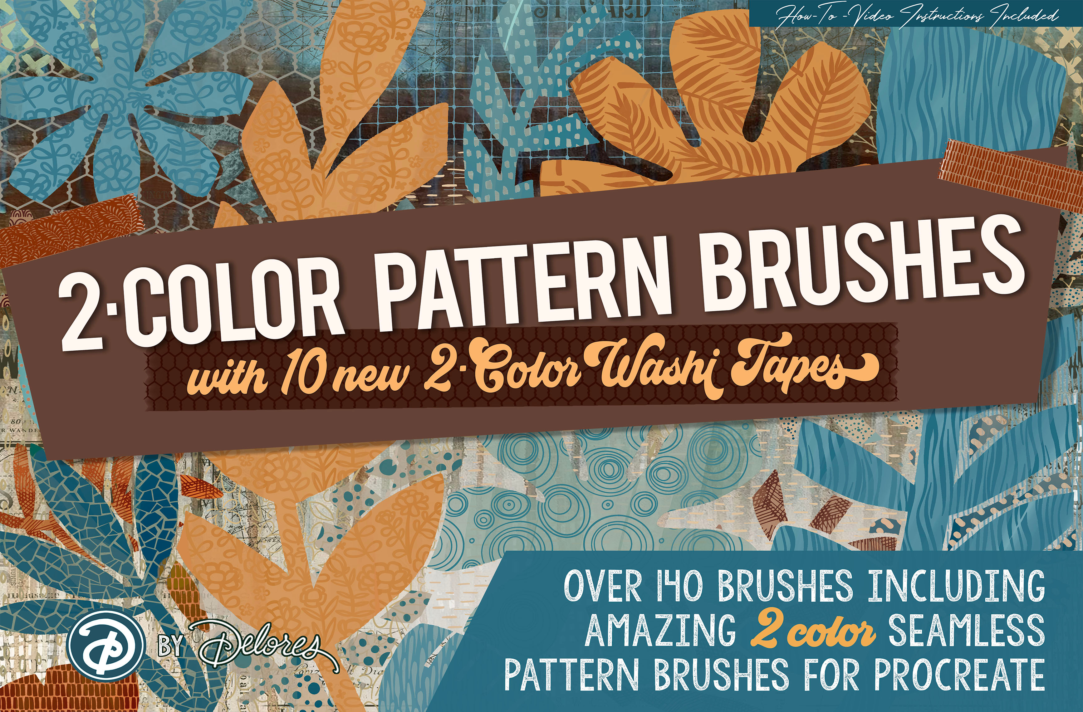 2 Color Procreate Pattern Brushes | Creative Market