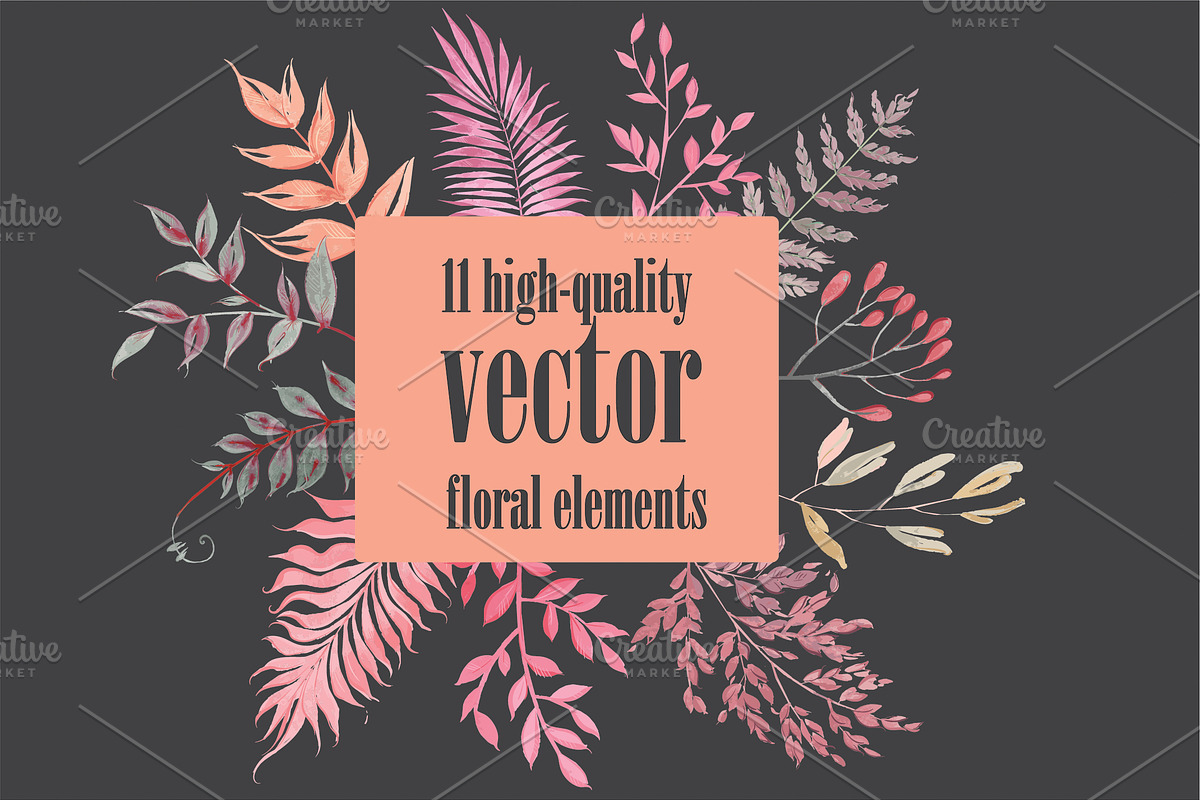 11 vector floral elemen +BONUS, an Object Graphic by Graphics Resources