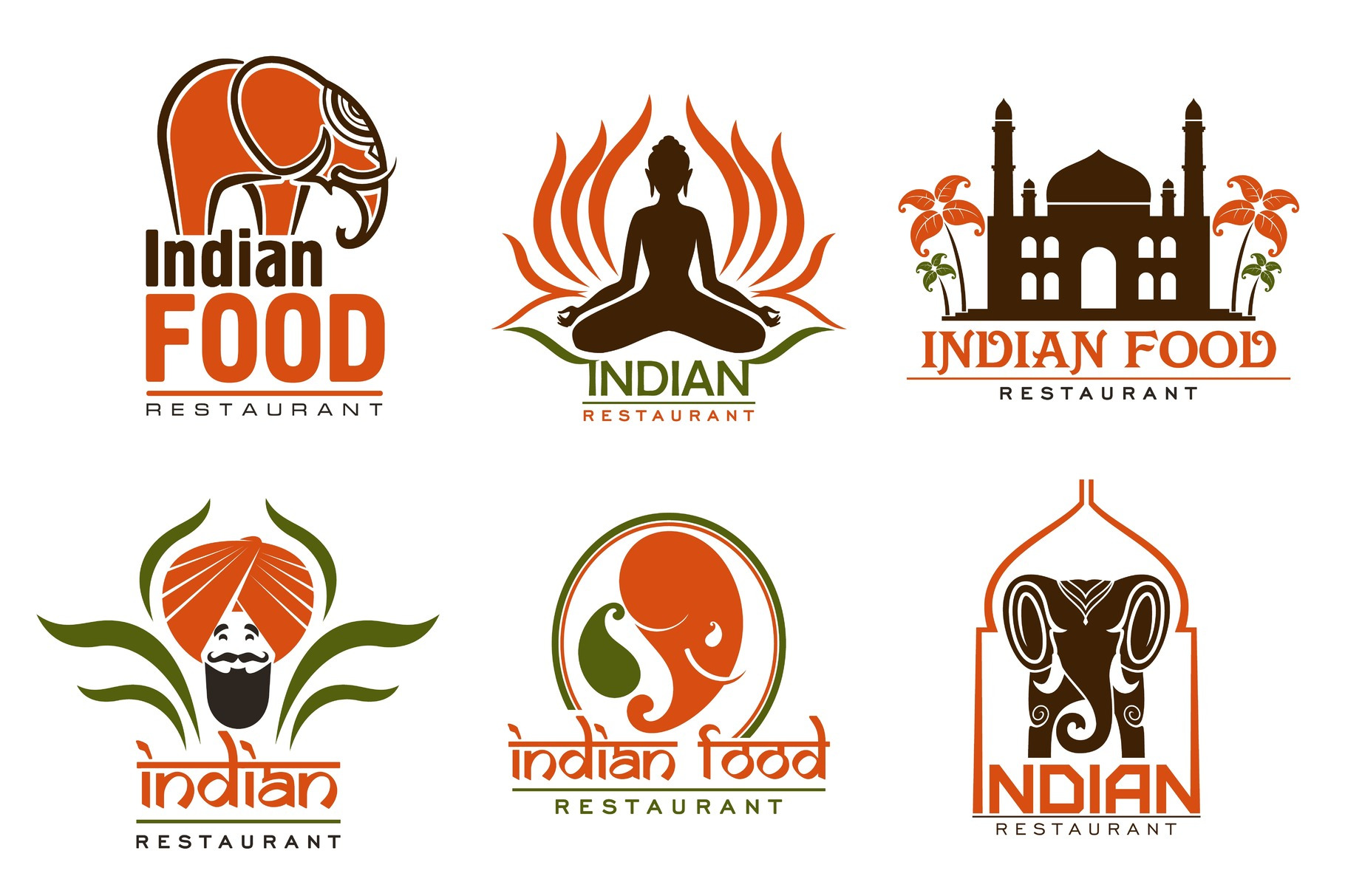 Indian cuisine restaurant icons, a Food Illustration by Vector Tradition