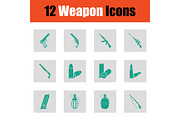 Set of twelve weapon icons, an Icon by Pavel Vectors