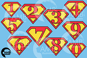 Superhero Numbers Clipart AMB-494-B, an Illustration by ...
