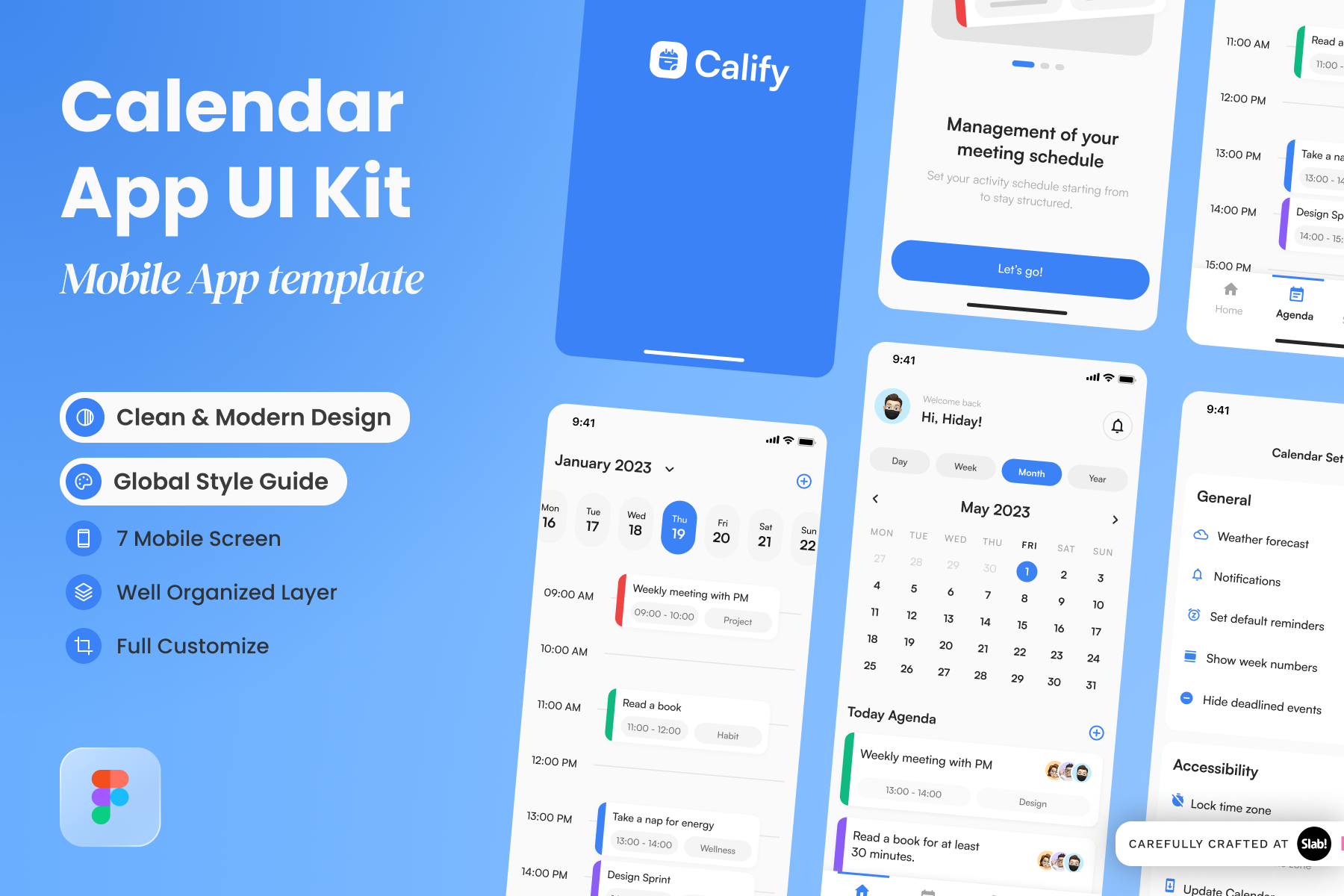 Calify - Calendar Mobile App, a Websites & App Template by SLAB! Design